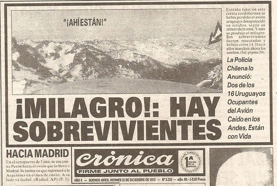 Milagro Hay Sobrevivientes ” ¿cómo Informó La Prensa En 1972 Sobre La