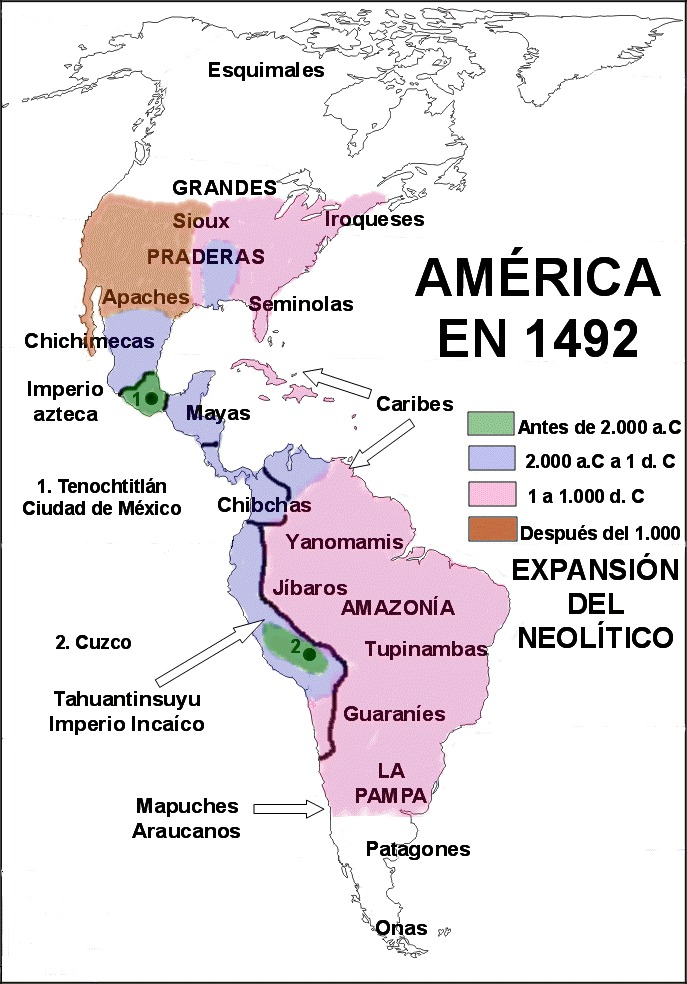 Mapa Civilizaciones Precolombinas De Amrica Conquista Y